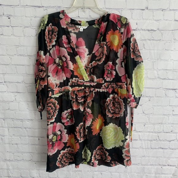 CAbi | Tops | Cabi Semi Sheer Top Gemini Empire Waist Floral Tunic Size ...